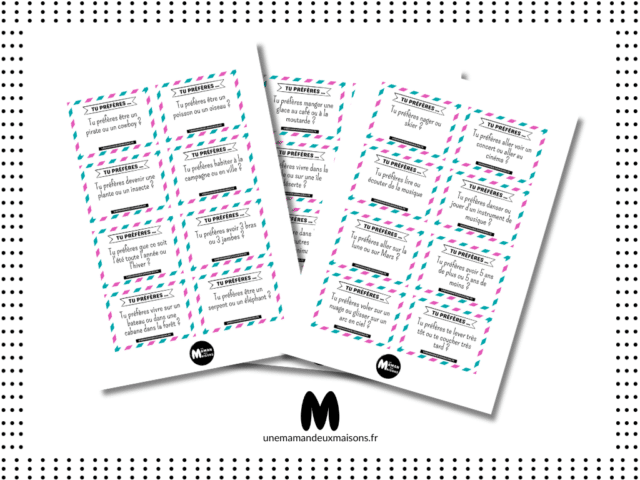 Le jeu Tu Préfères - 48 Cartes à imprimer