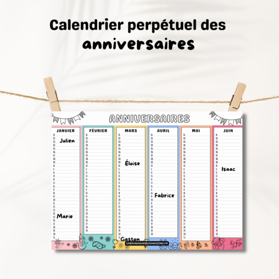 Calendrier perpétuel : n'oubliez plus aucun anniversaire
